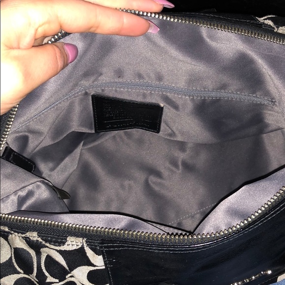 Coach | Bags | Coach Purse Gray And Black Monogram | Poshmark